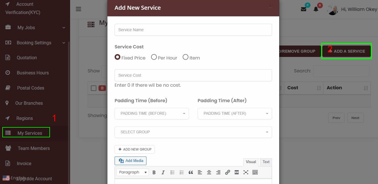 How to add services – Service providers portal