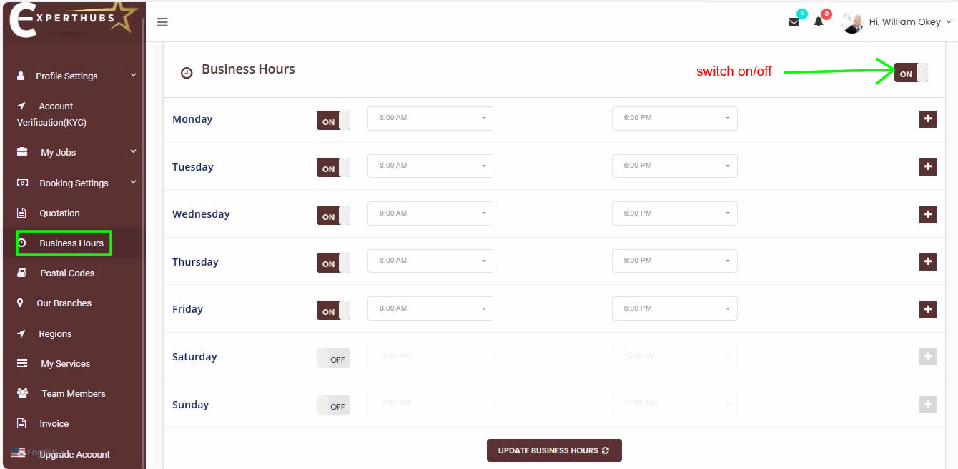 How to set up your business hours – Service providers portal